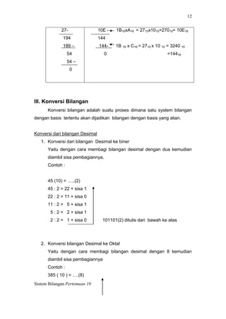 Pertemuan 10 sistem bilangan | PDF