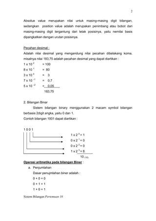 Pertemuan 10 sistem bilangan | PDF