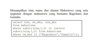 presentasi materi sub query database lanjut | PPT