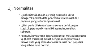 PERTEMUAN 11 - UJI NORMALITAS DAN HOMOGENITAS DATA | PPTX
