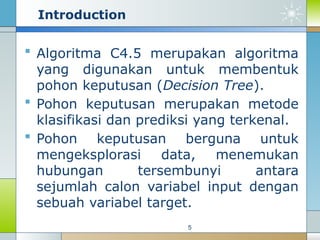 Decission Tree - Data Mining - algoritma klasifikasi | PPT