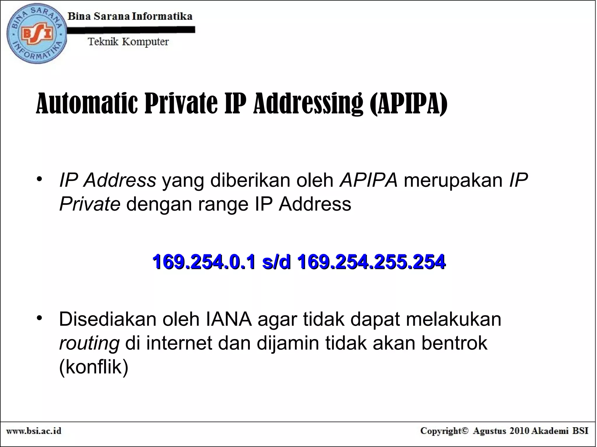 Pertemuan 11 ip address | PPT