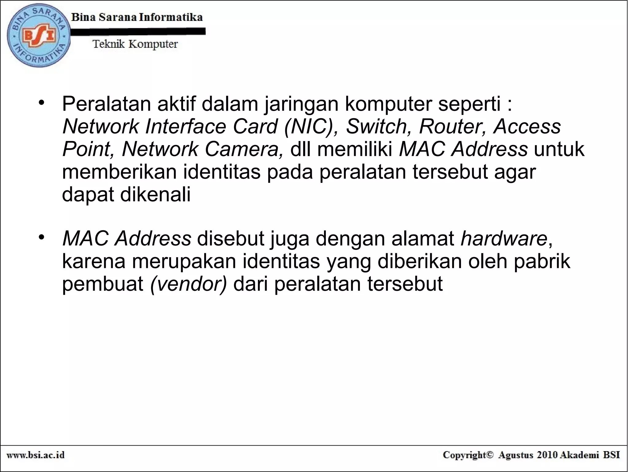 Pertemuan 11 ip address | PPT