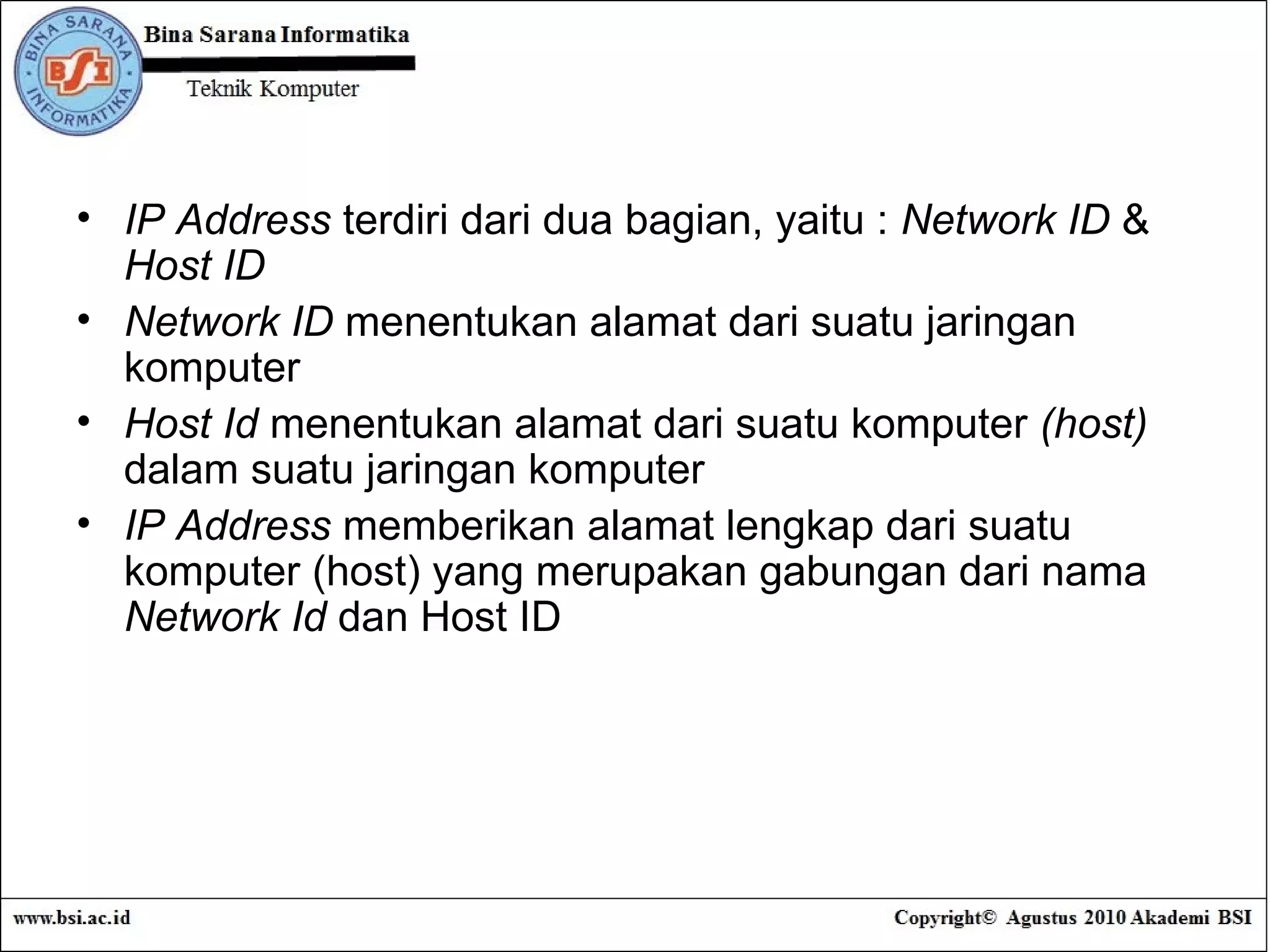 Pertemuan 11 ip address | PPT