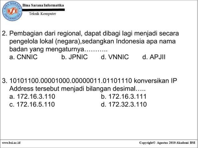 Pertemuan 11 ip address | PPT