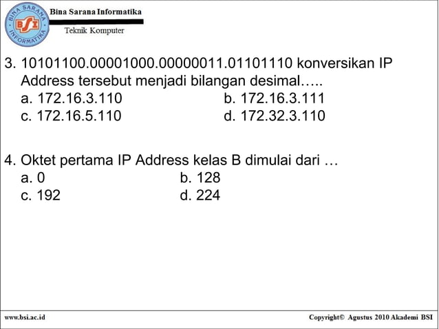 Pertemuan 11 ip address | PPT