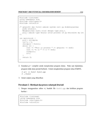 Pertemuan11 unix system call dan manajemen memory | PDF