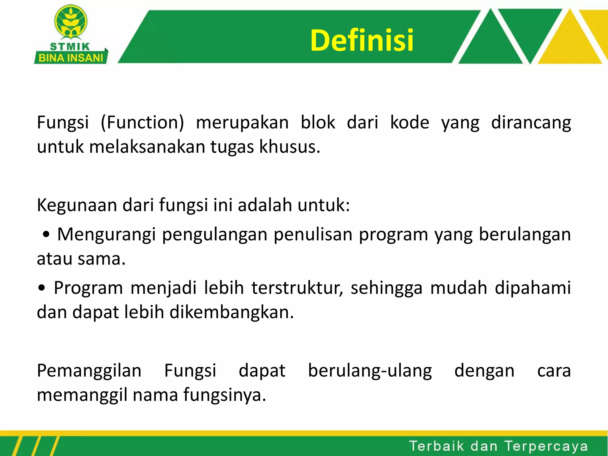 Pertemuan 11 Fungsi (Function) | PDF
