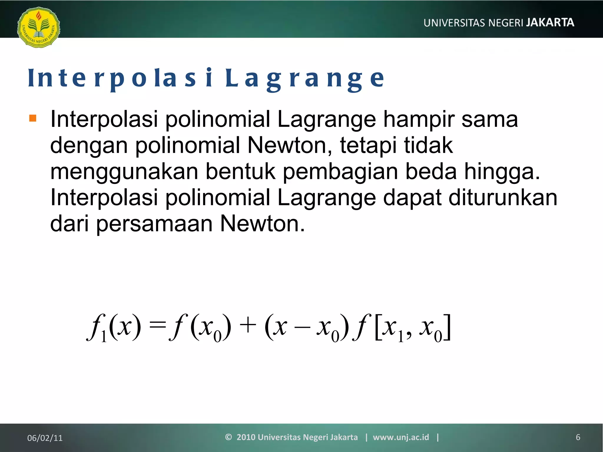 Komputasi fisika (11) interpolasi polinomial | PPT