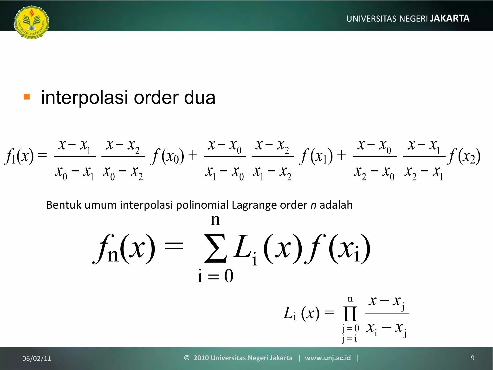 Komputasi fisika (11) interpolasi polinomial | PPT