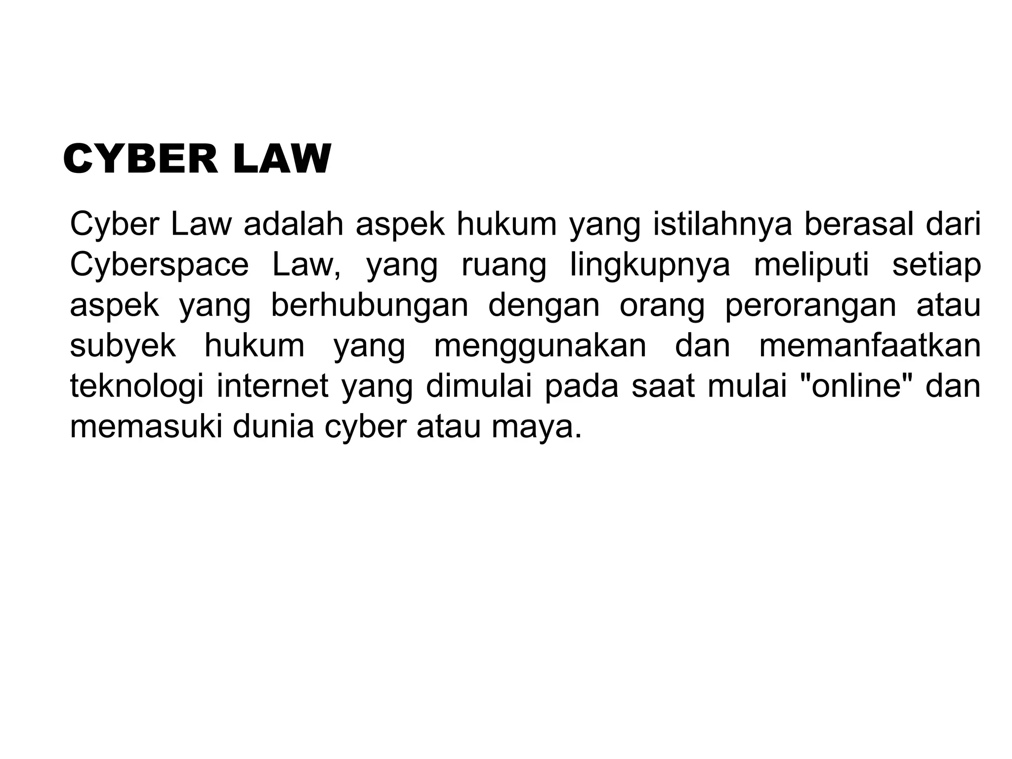 Hukum, etika, dan kejahatan sistem cyber | PPT