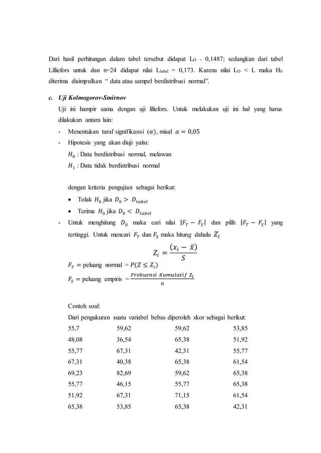 Makalah uji normalitas dan homogenitas | DOCX