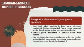 PPT Mata Kuliah Riset Operasi untuk Materi Metode Penugasan | PDF