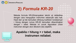 UJI RELIABILITAS DENGAN SPSS | PPT