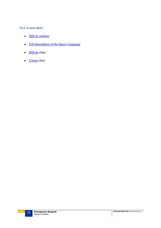 Pertemuan 14 - Storing Data with Room - SQLite Primer - Word.docx