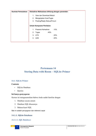Pertemuan 14 - Storing Data with Room - SQLite Primer - Word.docx