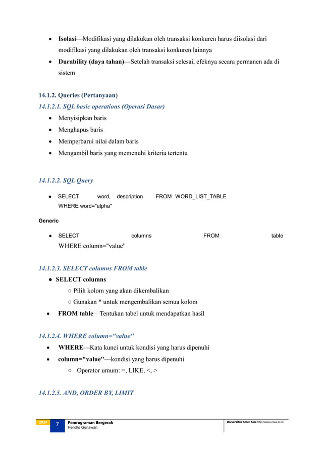 Pertemuan 14 - Storing Data with Room - SQLite Primer - Word.docx