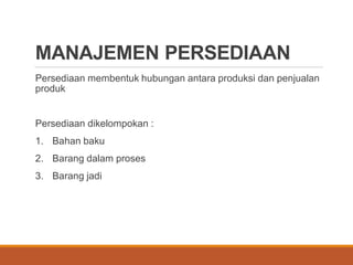 Model dalam manajemen persediaan, model EOQ | PPT