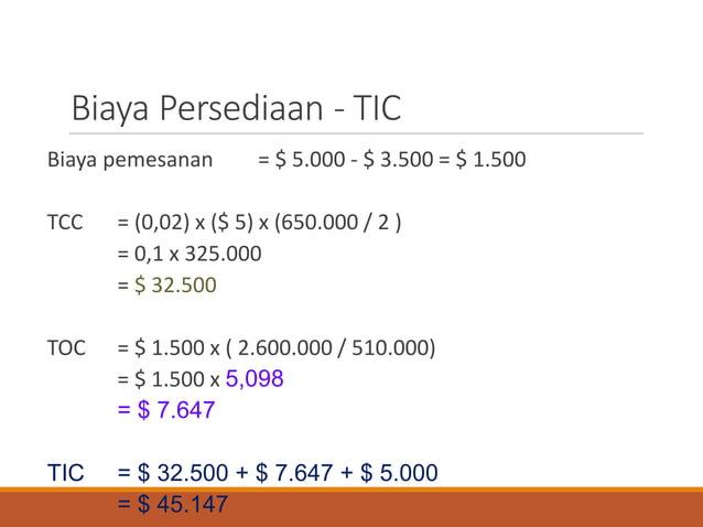 Model dalam manajemen persediaan, model EOQ | PPT