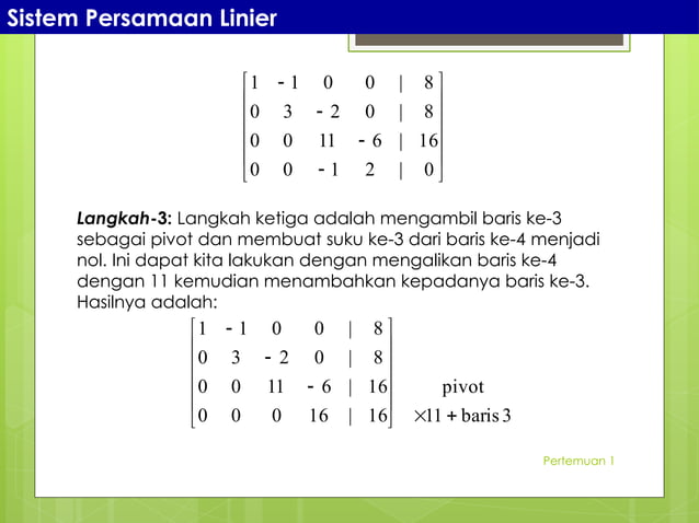 Penyelesaian persamaan linear dengan cara menggunakan matriks | PPT