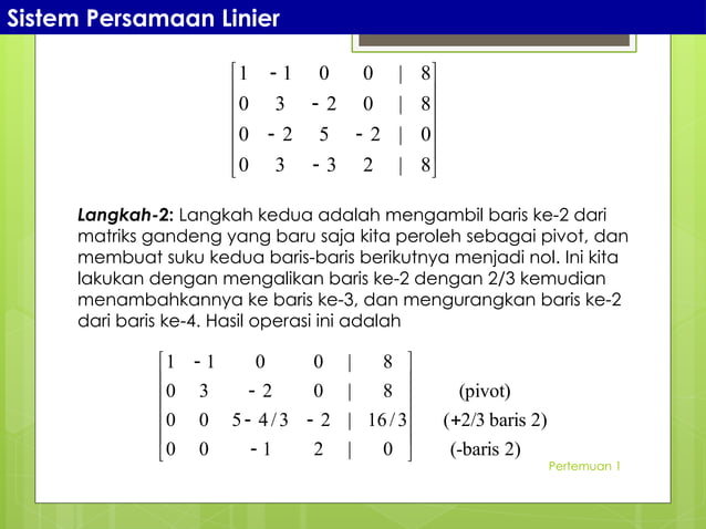 Penyelesaian persamaan linear dengan cara menggunakan matriks | PPT