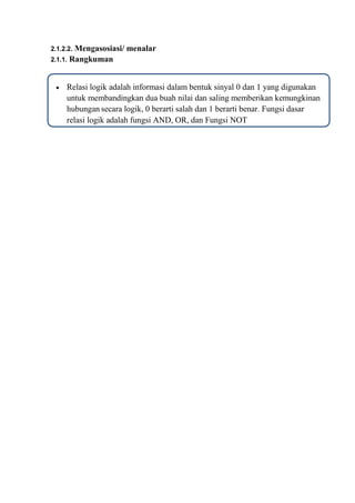 Pertemuan 1 bab ii relasi logik dan fungsi gerbang dasar | PDF