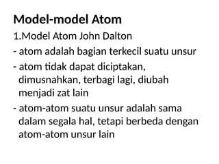 Pertemuan 1 - Struktur atom dan jenis-jenis atom serta definisi atom | PPT