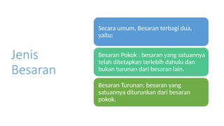 Besaran dan Satuan Materi Pembelajaran Fisika Dasar | PPT