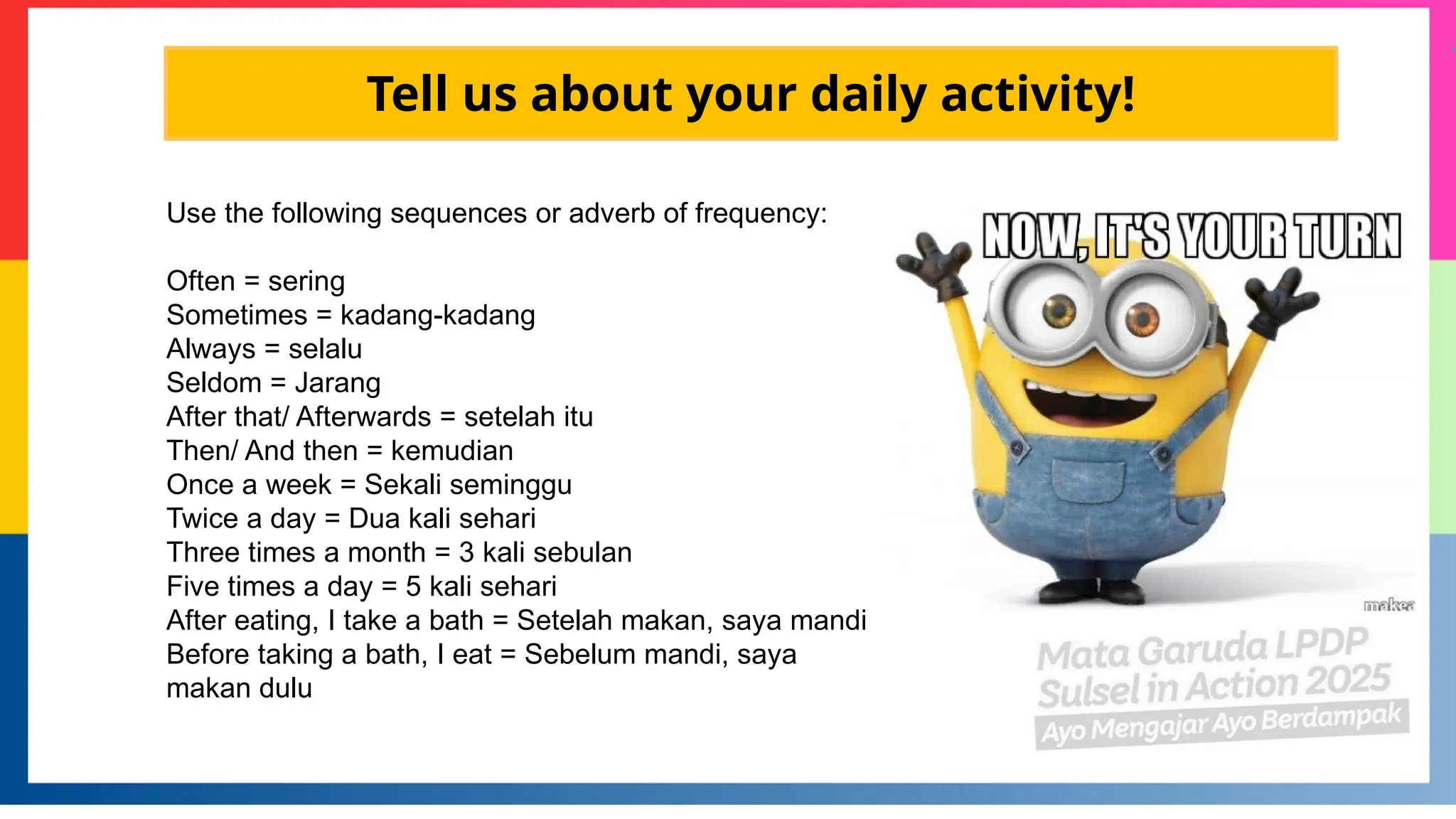 Pertemuan 1 Daily Routine, describe about Daily activities | PPTX