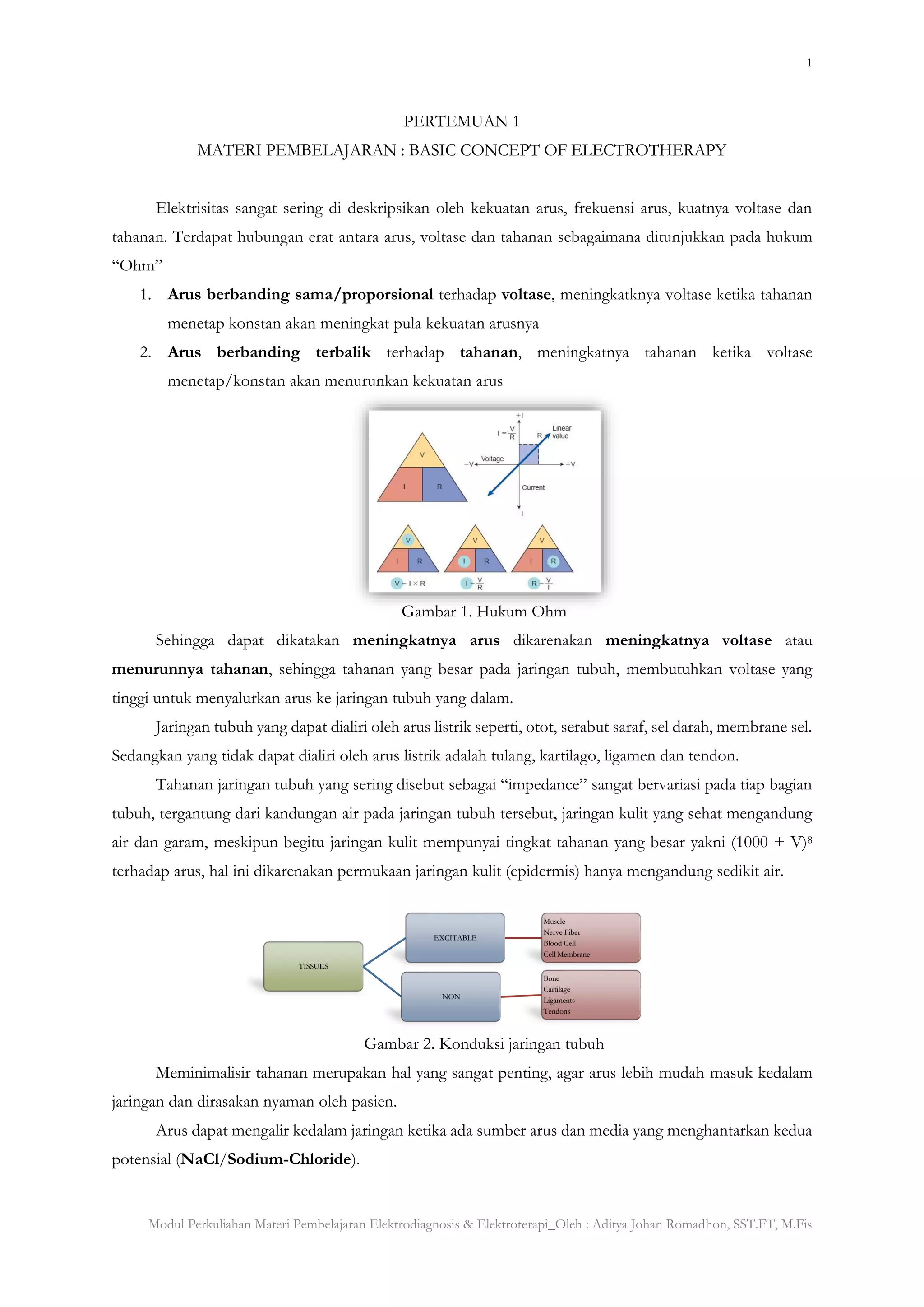 Modul : Basic Concept of Electrotherapy | PDF