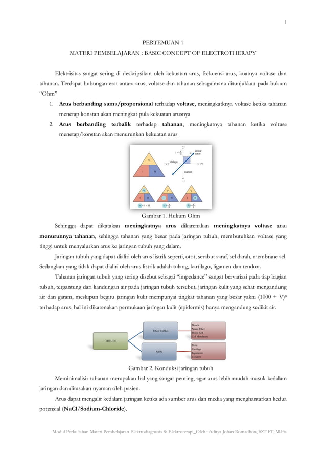 Modul : Basic Concept of Electrotherapy | PDF