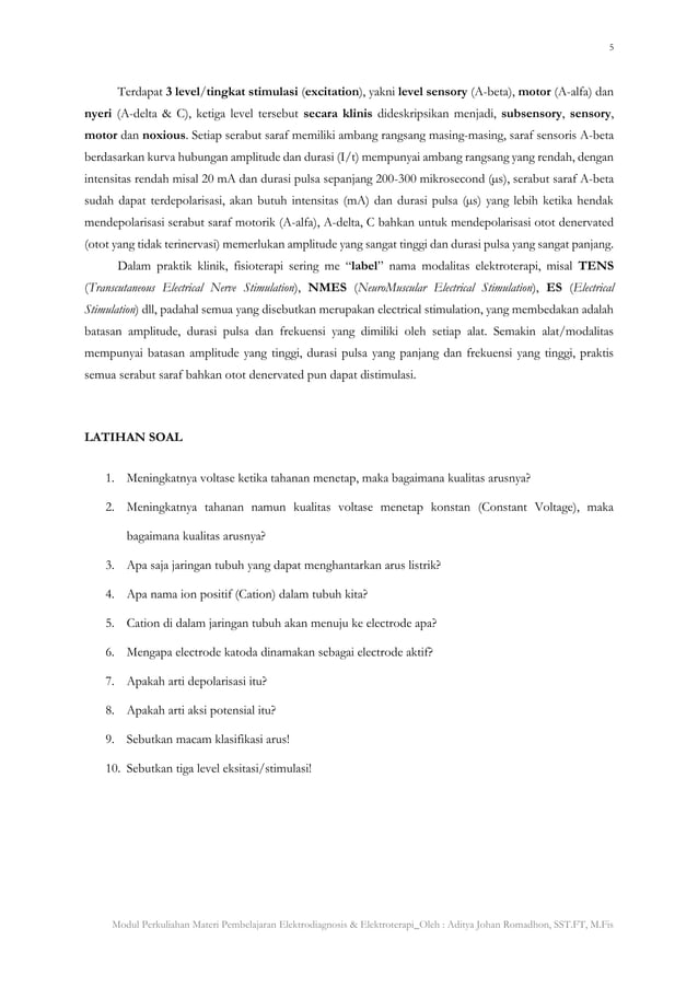 Modul : Basic Concept of Electrotherapy | PDF