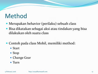 Pertemuan 1 konsep dasar pemrograman berorientasi objek | PDF