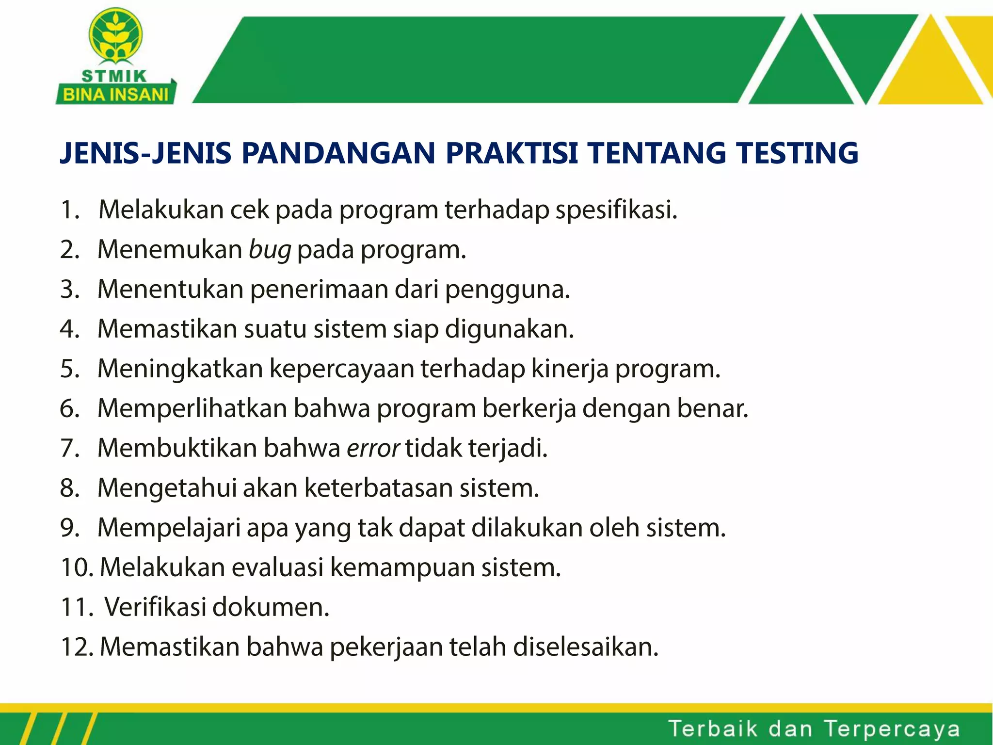 Pertemuan 1 Konsep Dasar Testing | PDF