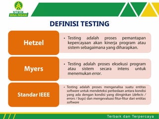 Pertemuan 1 Konsep Dasar Testing | PDF