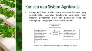 Konsep Agribisnis adalah suatu kesatuan kegiatan meliputi salah satu ...