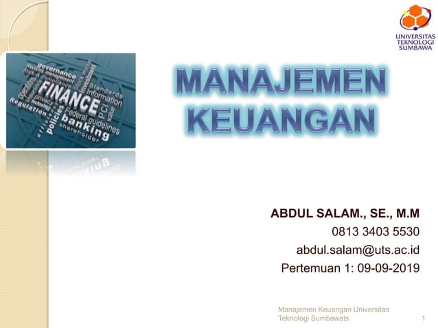 Pertemuan 1 manajemen keuangan | PPT