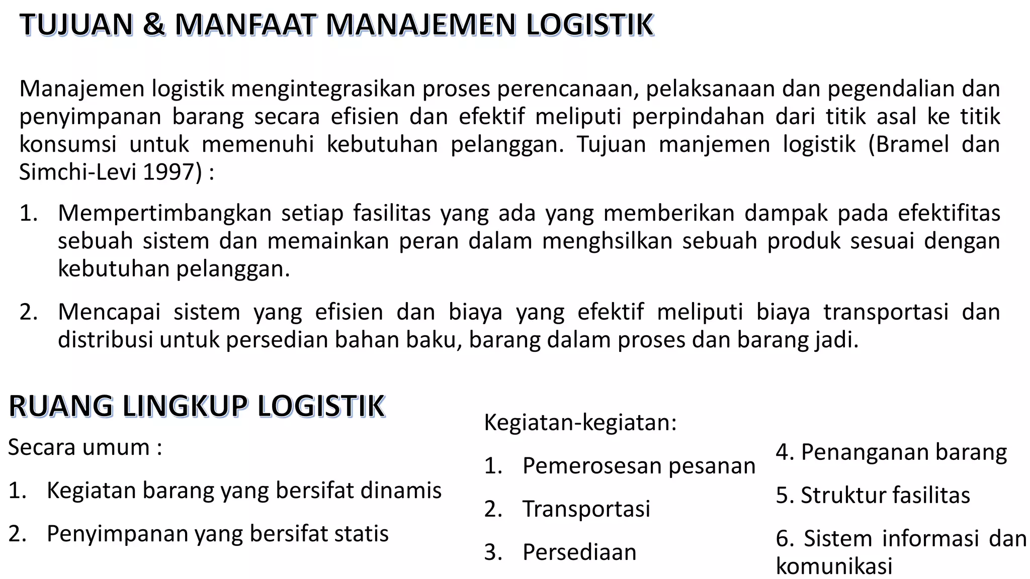 Pertemuan 1 manajemen logistik | PDF