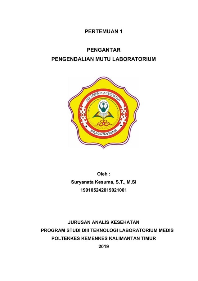 Pertemuan 1 pengantar pengendalian mutu laboratorium | PDF