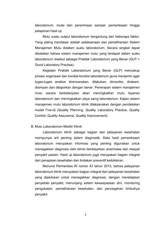 Pertemuan 1 pengantar pengendalian mutu laboratorium | PDF