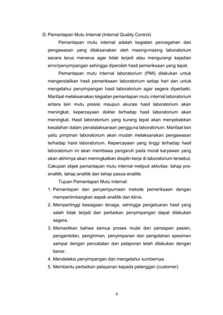 Pertemuan 1 pengantar pengendalian mutu laboratorium | PDF