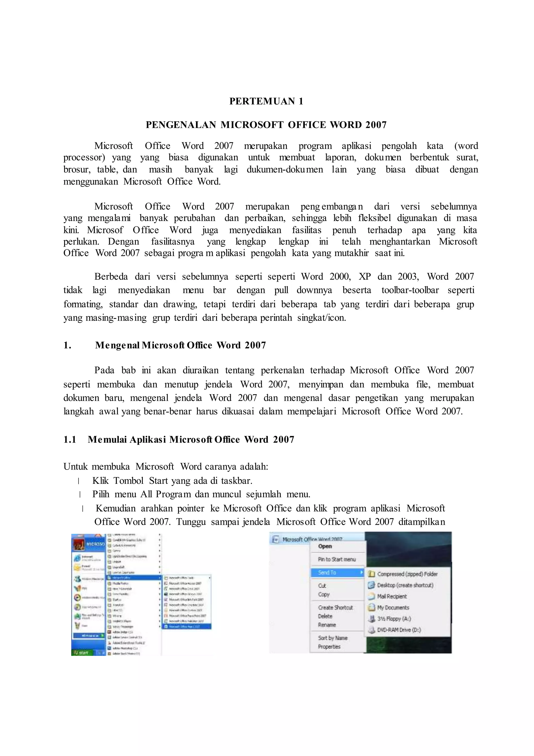Pengenalan microsoft office word 2007 | DOCX