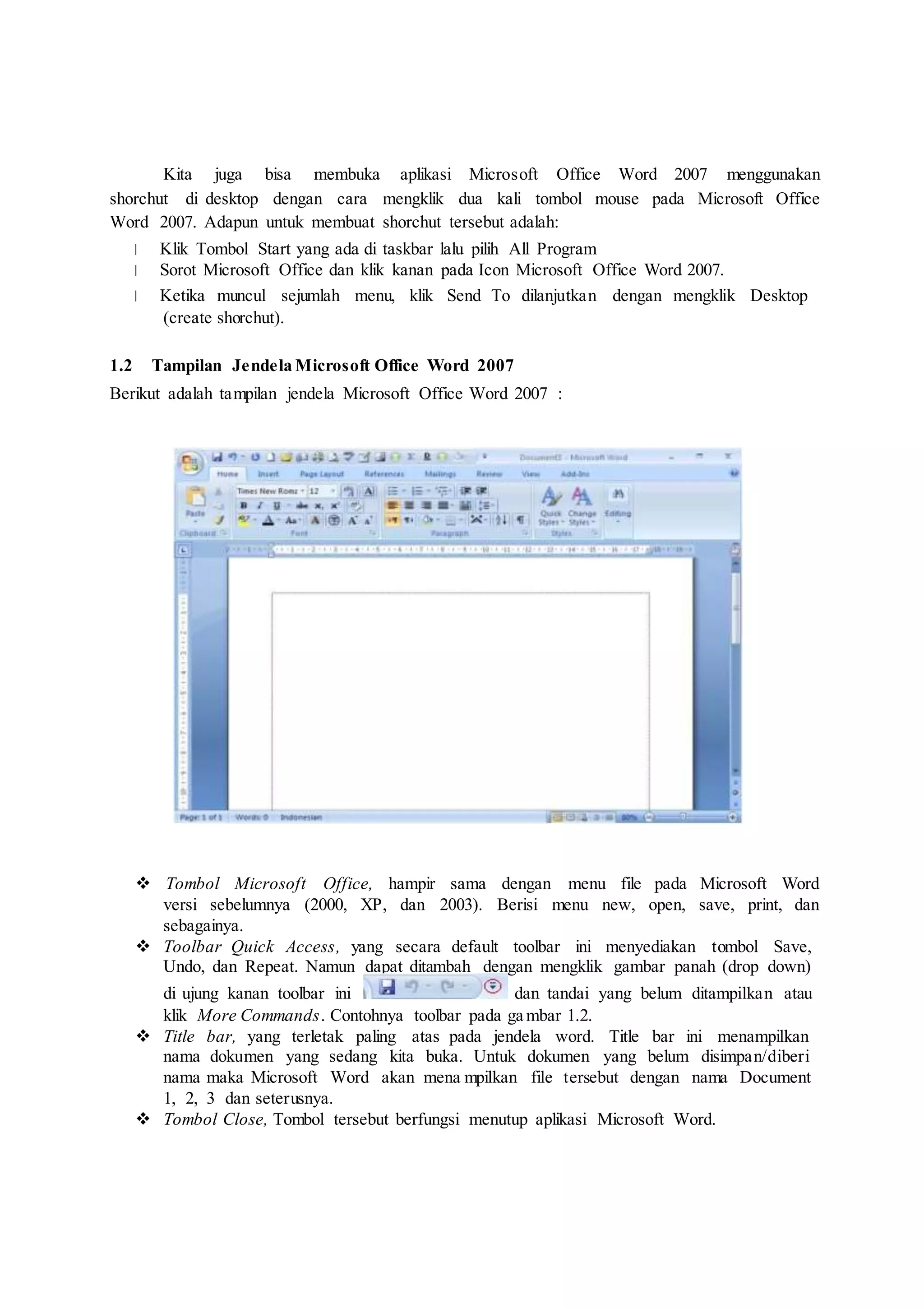 Pengenalan microsoft office word 2007 | DOCX