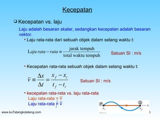 Fisika Dasar I Pertemuan 2 Gerak satu dimensi | PPT