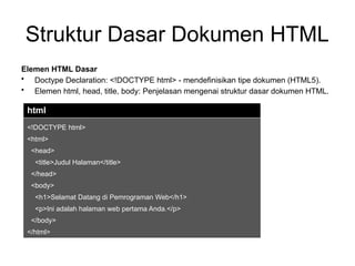 Materi Dasar-Dasar HTML (struktur, elemen, tabel, formulir).pptx