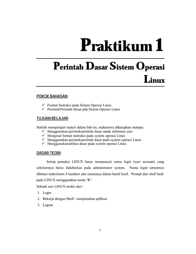 Pertemuan2 basic commands linux operating system-handout | PDF