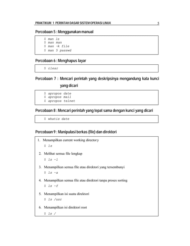 Pertemuan2 basic commands linux operating system-handout | PDF