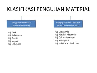 SIFAT MATERIAL DAN PENGUJIAN MEKANIK MATERIAL | PPTX