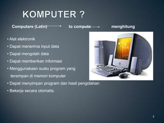 Pertemuan 2 pengenalan komputer | PPTX