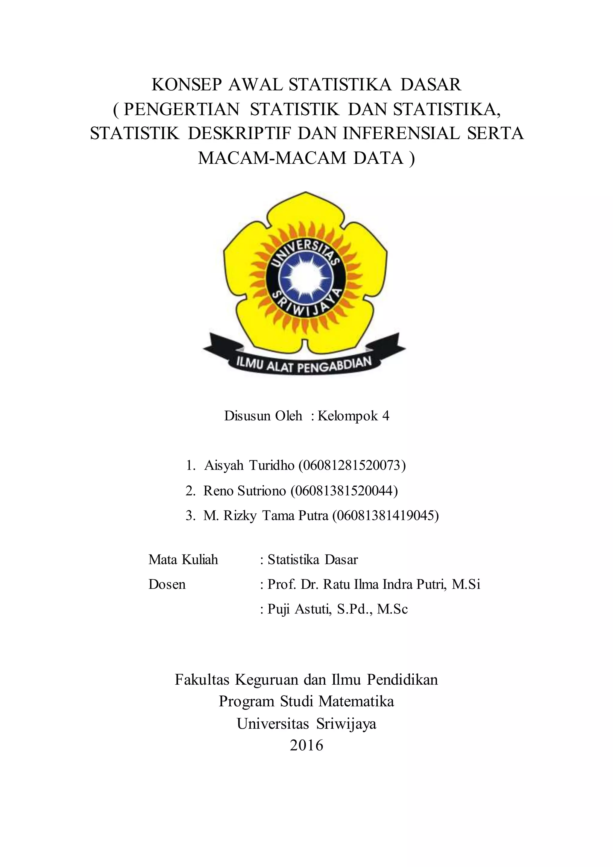 makalah statistik, statistika, macam data | DOCX
